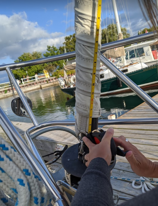 Measuring our boat for new Precision Sails – Foghorn Lullaby